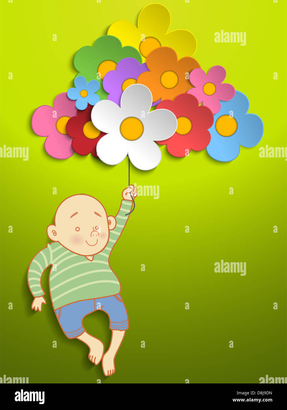 Vector - Boy Holding Beautiful Spring Colorful Flowers Stock Photo - Alamy