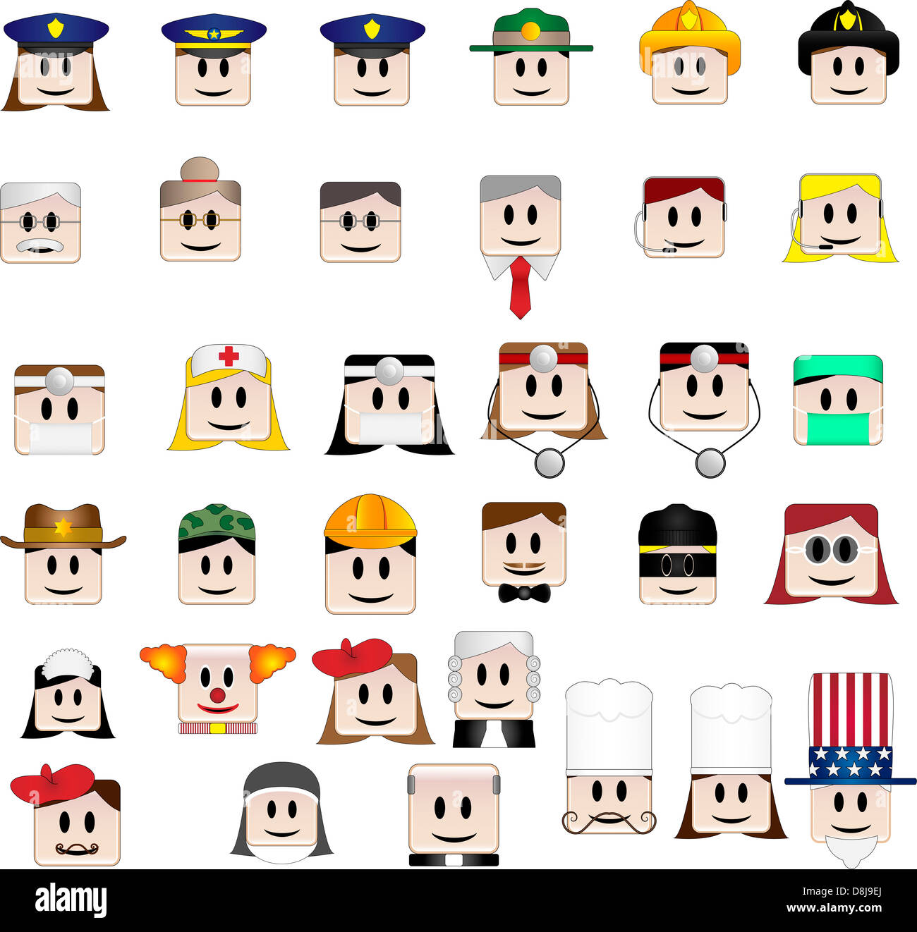 Set of 34 icons representing different professions Stock Photo - Alamy