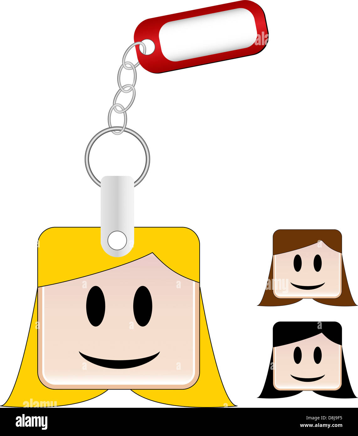 Keychain with head and tag where you can insert your name Stock Photo ...