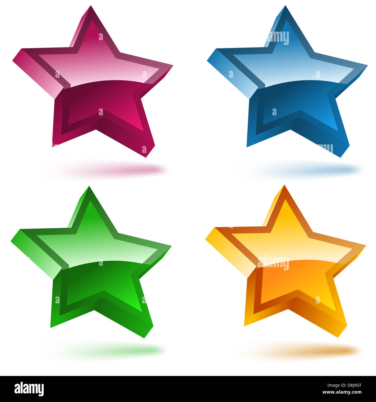 Set of four 3D shiny stars. Editable Vector Image Stock Photo - Alamy