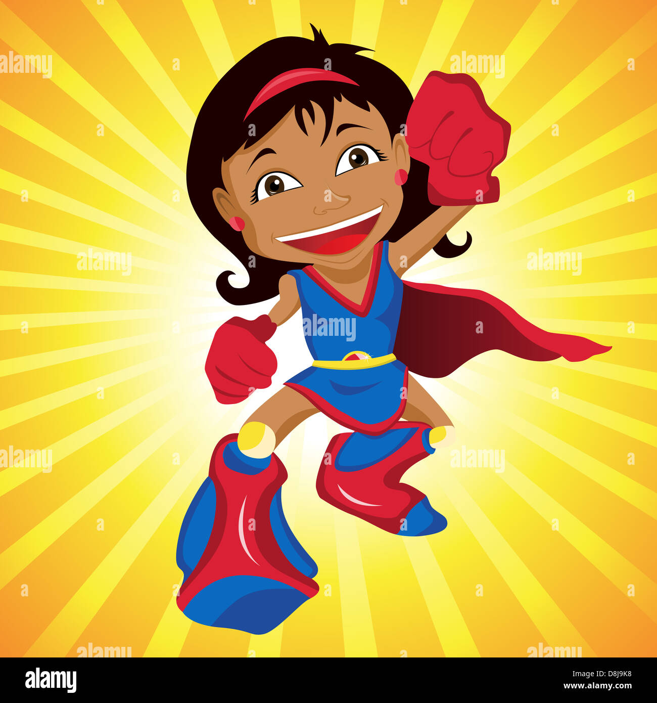 Black Super hero Girl. Editable Vector Illustration Stock Photo - Alamy