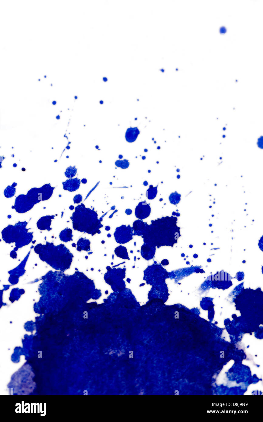 Blue splatter on white background Stock Photo - Alamy