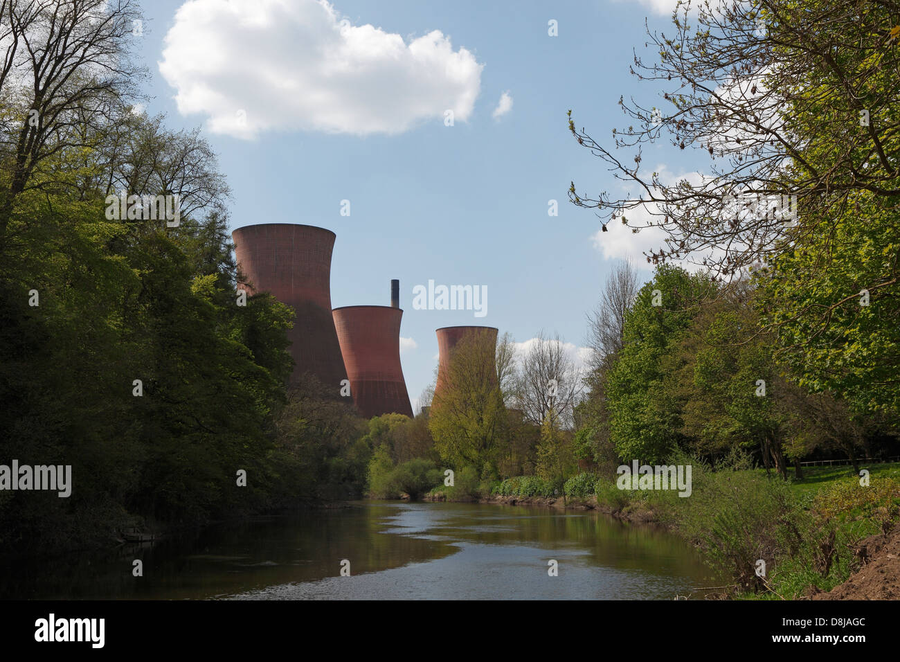 Ironbridge power station cooling towers on river Severn Ironbridge ...