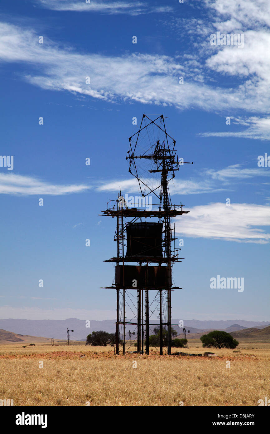 Windmill and water tank, C13 road, Southern Namibia, Africa Stock Photo ...