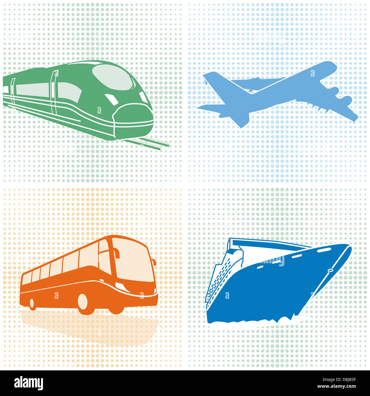 Airplane, bus, train, ship transport Stock Photo - Alamy