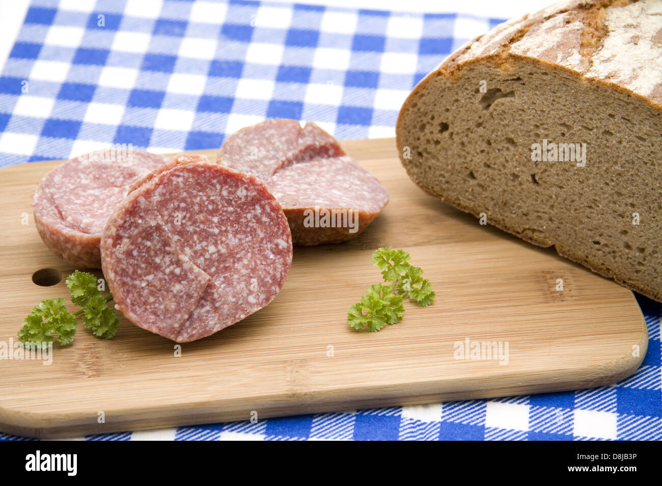 Salami and bread Stock Photo - Alamy