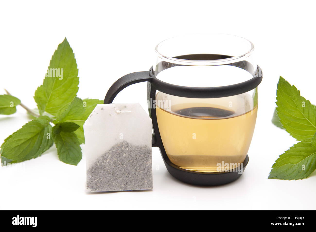Peppermint tea and bag Stock Photo - Alamy
