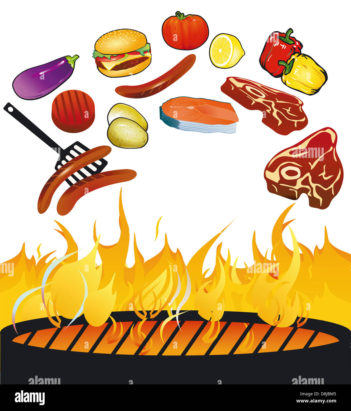 BBQ with food Stock Photo - Alamy