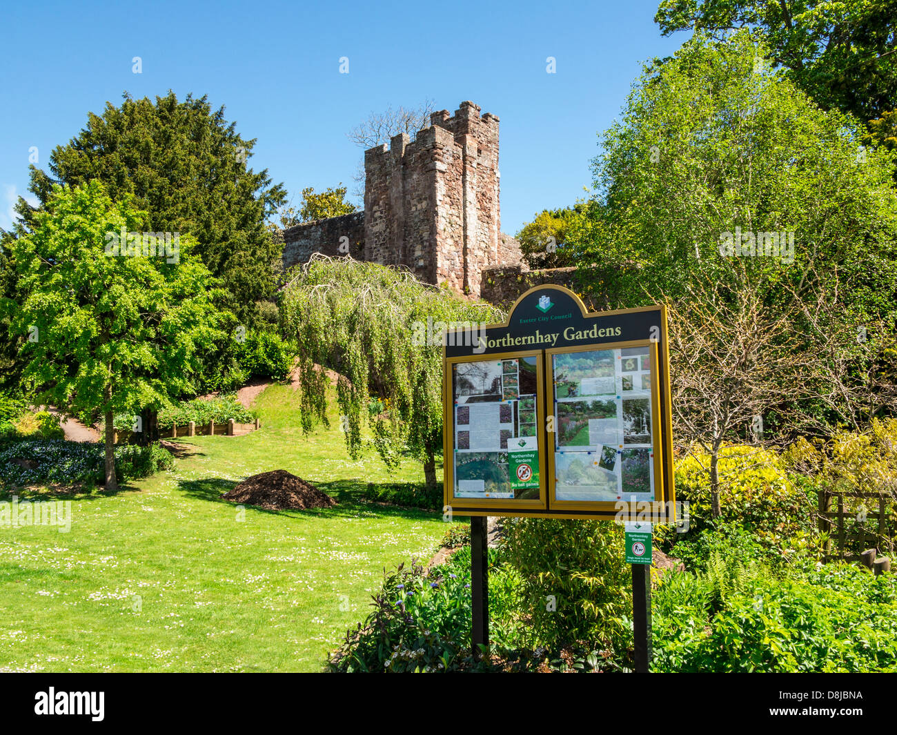 Rougemont Castle and Northernhay Gardens, Exeter, Devon, England Stock ...