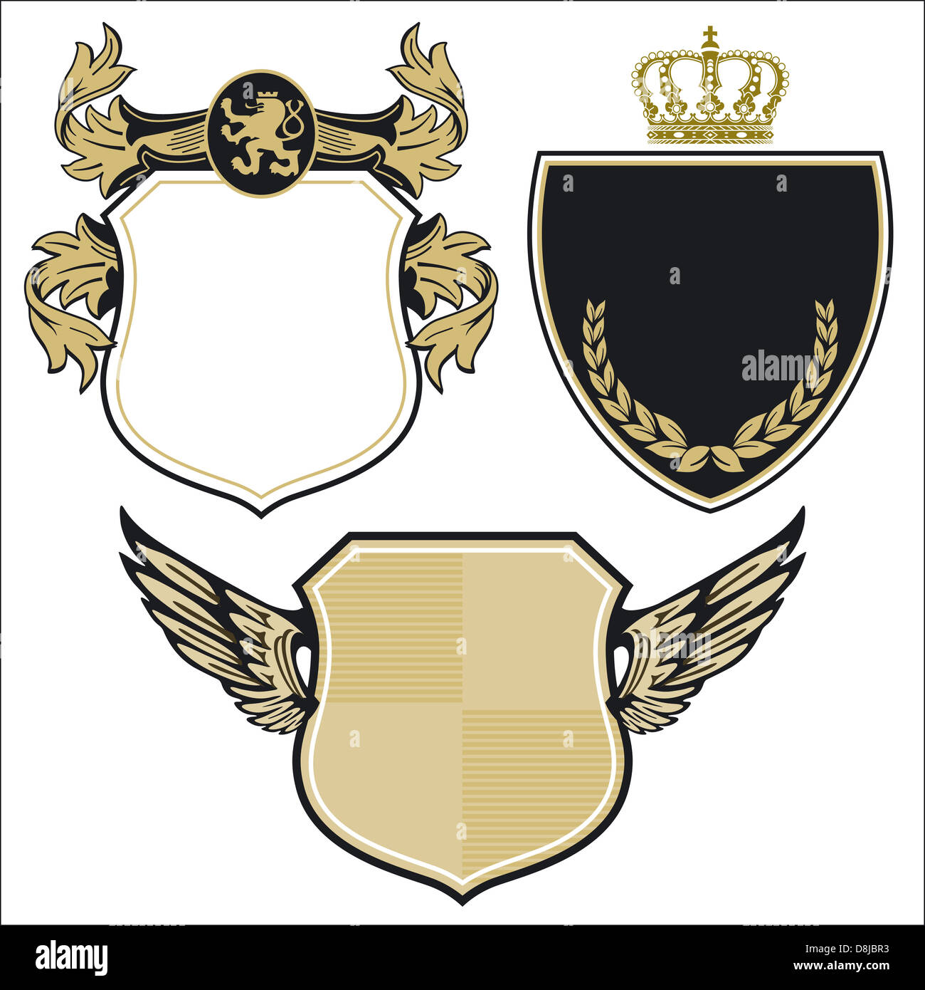 three royal coat of arms Stock Photo - Alamy