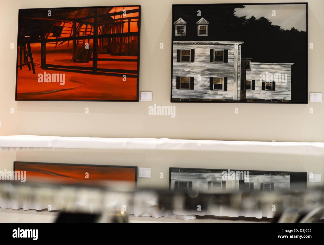 Paintings by artist Roman Lipski are seen during the vernissage of his ...