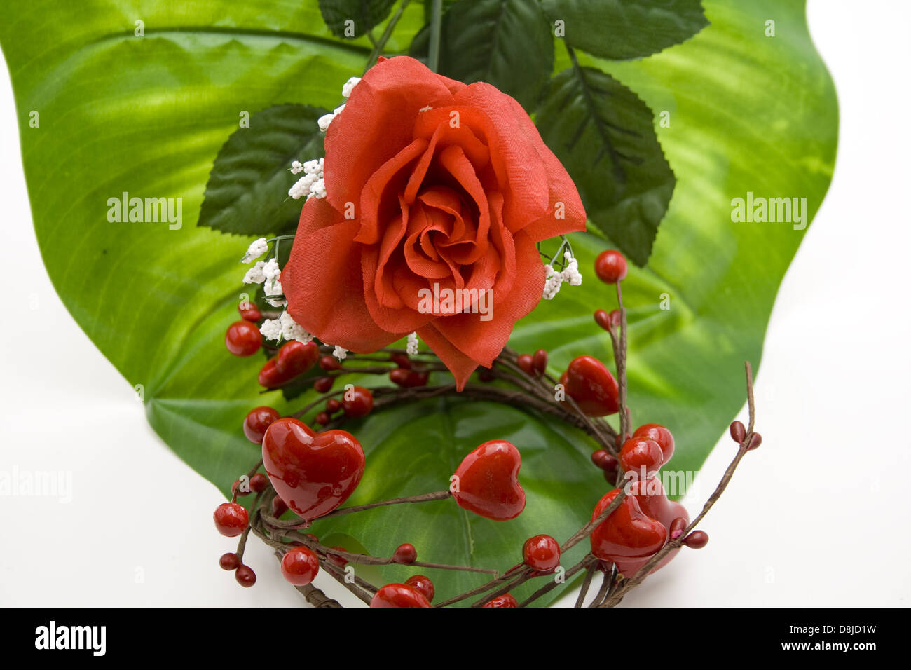 Red rose with heart Stock Photo - Alamy