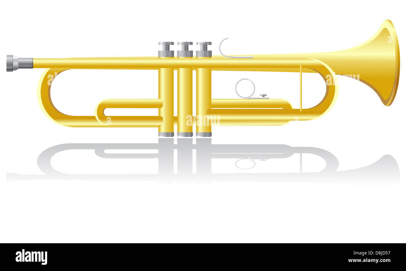 trumpet illustration isolated on white background Stock Photo - Alamy