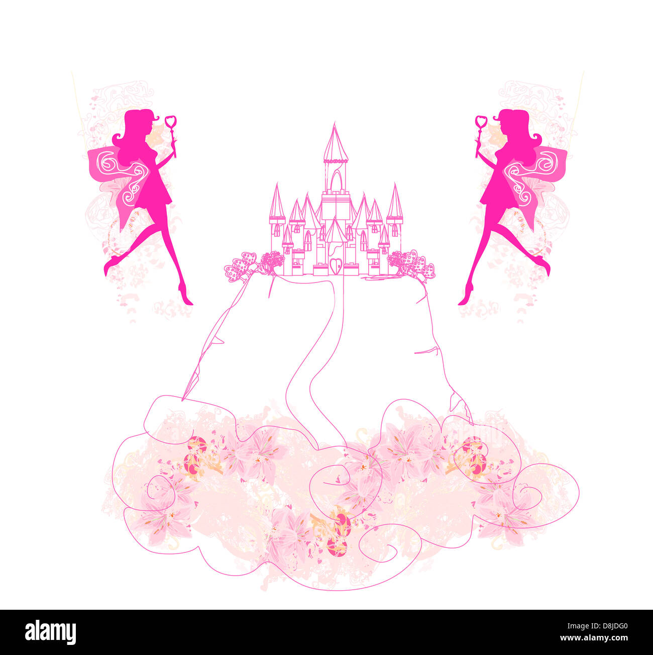 Beautiful Fairytale Pink Castle Frame High Resolution Stock Photography ...