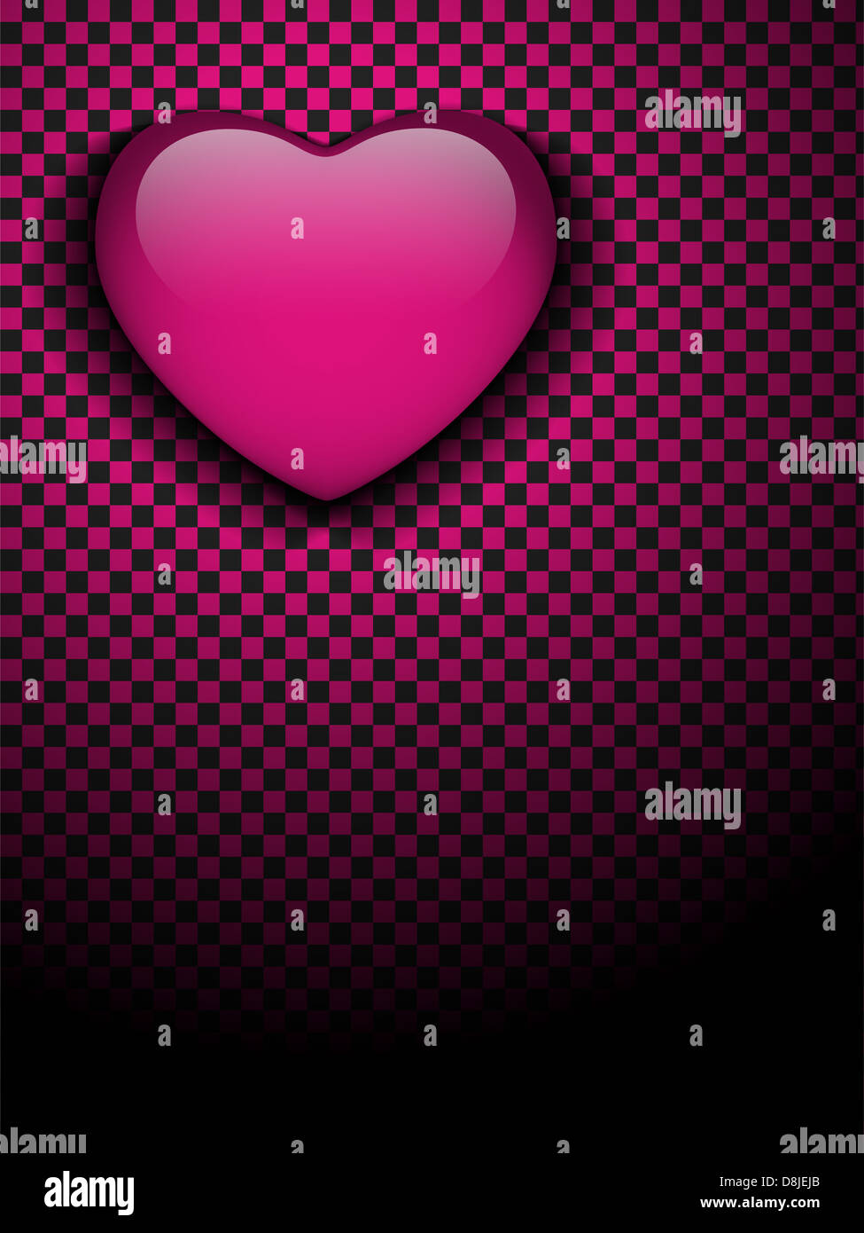 Valentines Day Glossy Emo Heart. Pink and Black Checkers Stock Photo ...