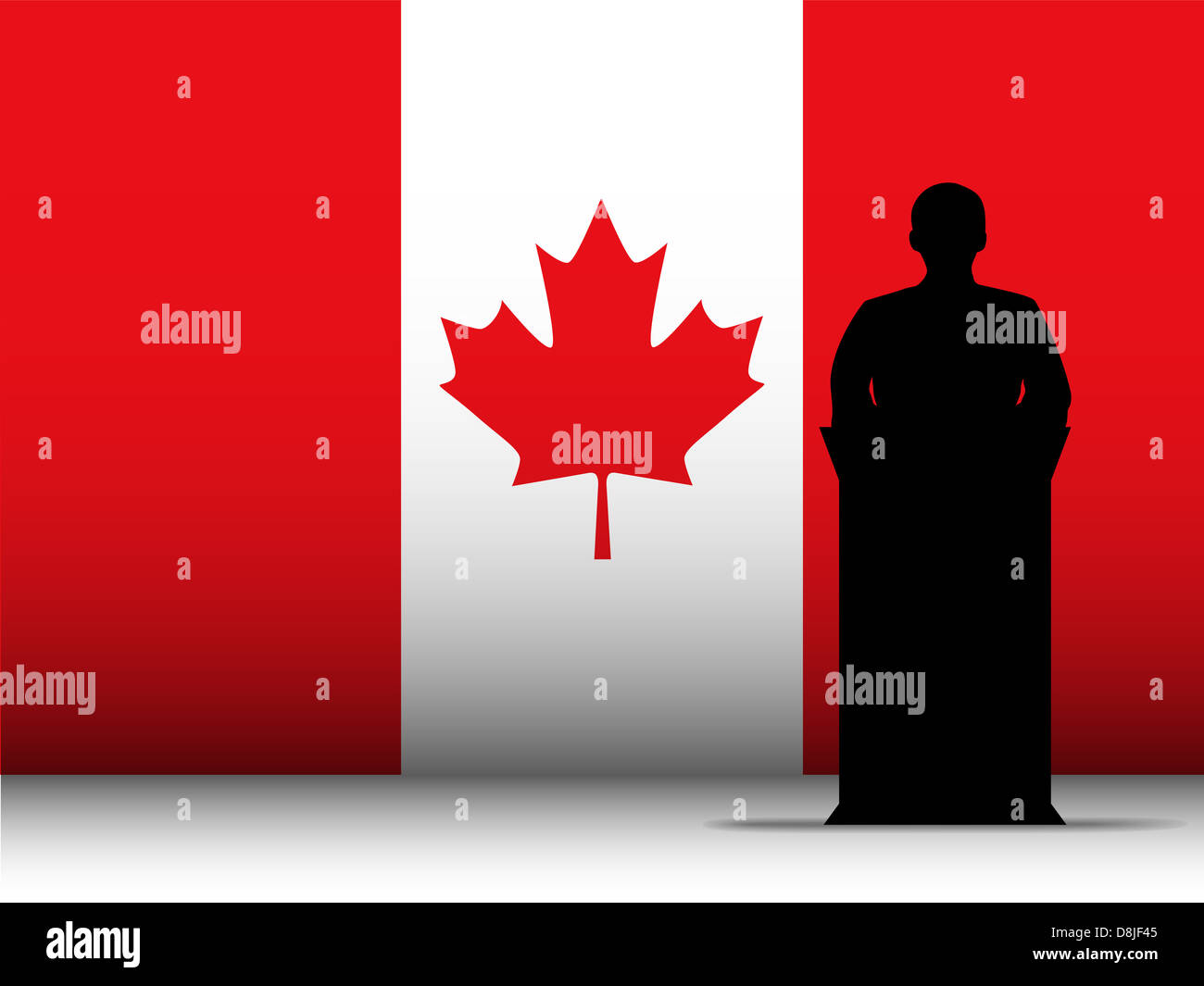Vector - Canada Speech Tribune Silhouette with Flag Background Stock ...