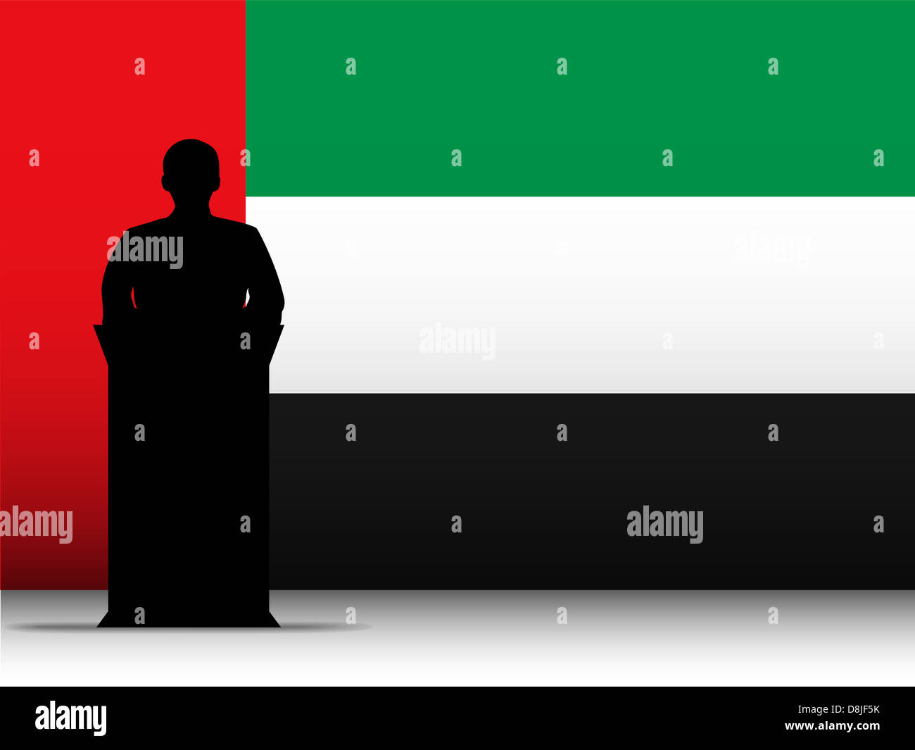 Vector - United Arab Emirates Speech Tribune Silhouette with Flag ...