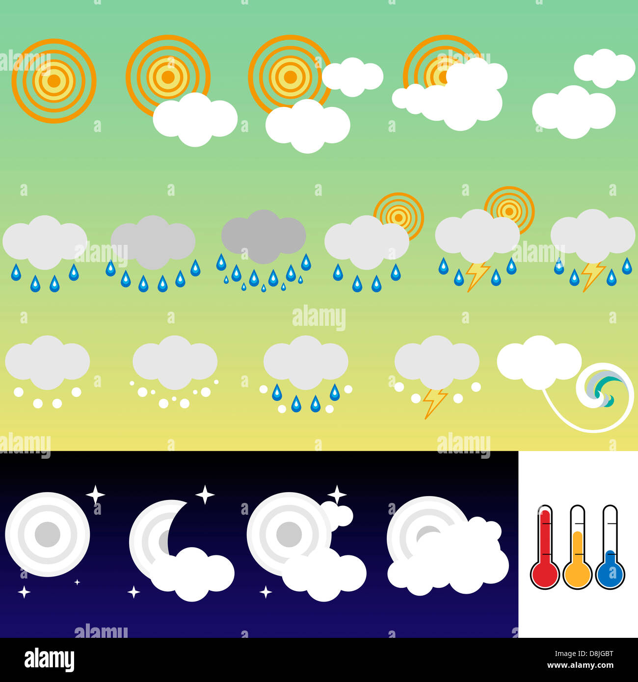 Set of 21 weather icons retro style Stock Photo - Alamy