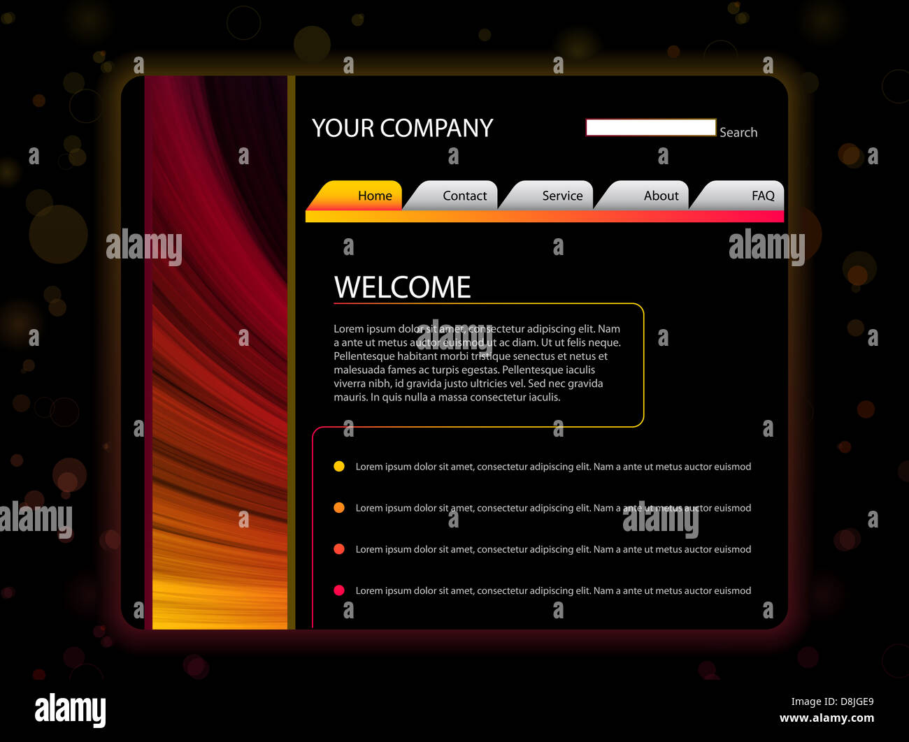 Vector - Website Layout Template in Red and Yellow Colors Stock Photo ...