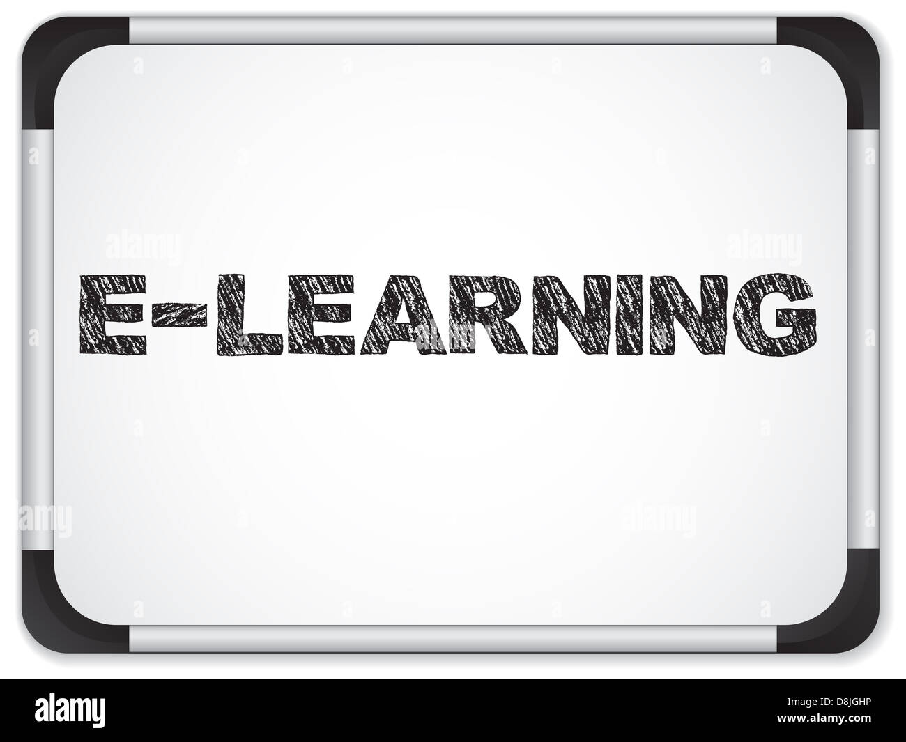 Vector - Whiteboard with E-learning Message written in Black Stock ...