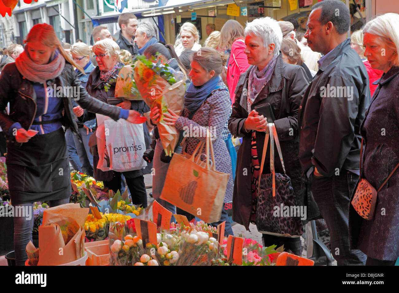 Netherlands, Haarlem, flower market, people Stock Photo - Alamy