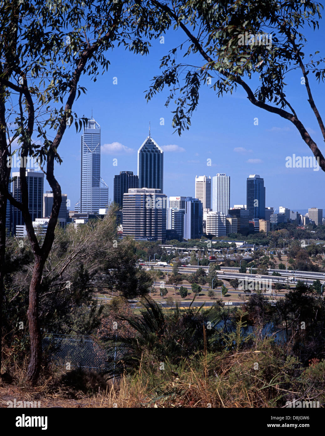 View of city centre skyscrapers from Kings Park, Perth, Western ...