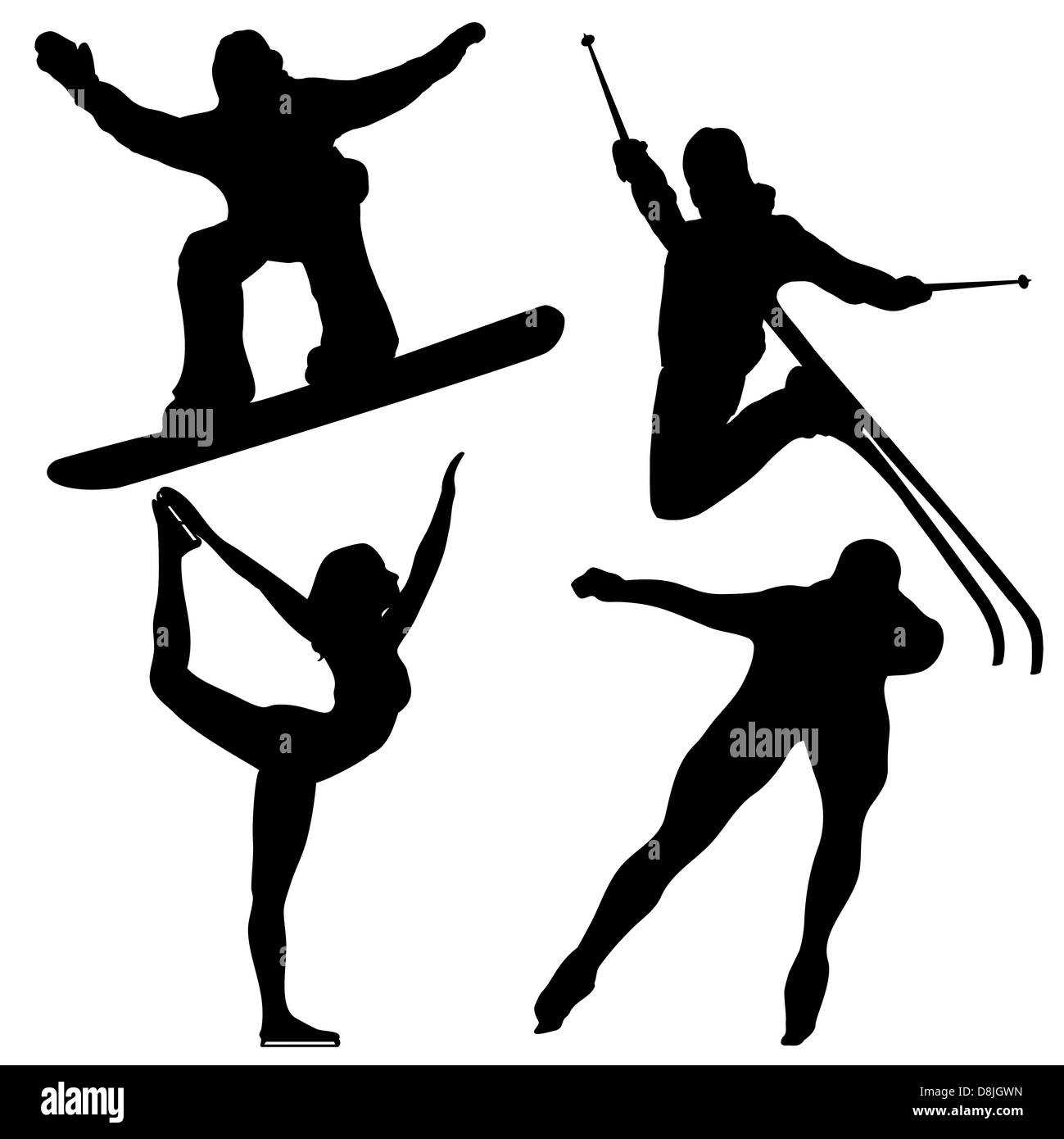 Black Winter Games Silhouettes. Editable Vector Image Stock Photo - Alamy