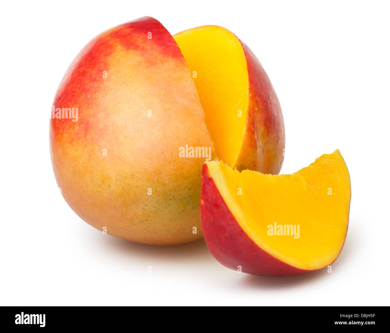mango cut slice on white background Stock Photo - Alamy
