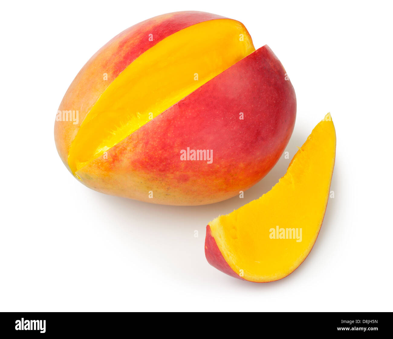 mango cut slice on white background Stock Photo - Alamy