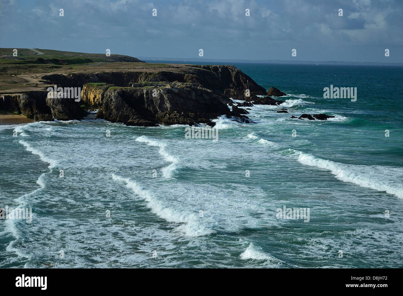Port Bara beach, "Côte sauvage" (The wild coast), Quiberon peninsula ...