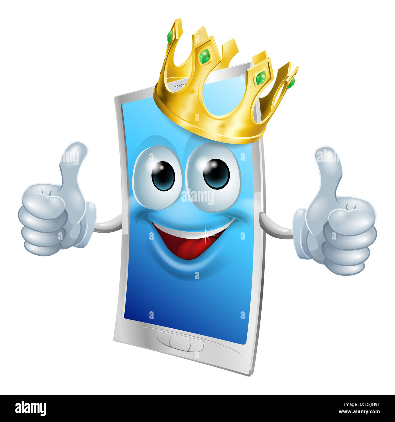 Illustration of a mobile phone king character wearing a gold crown and ...
