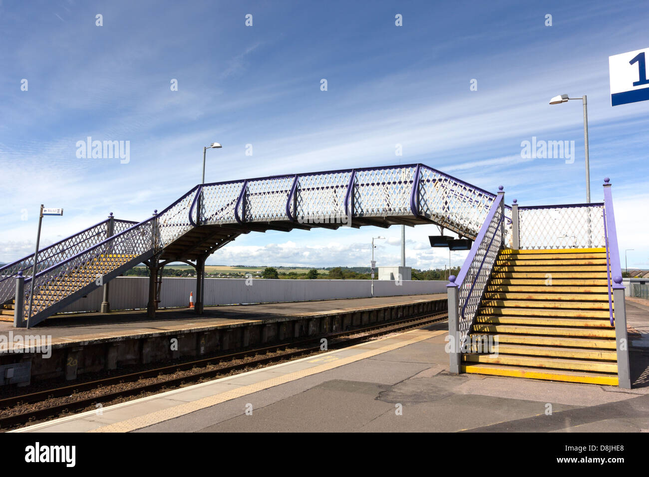 Platform bridge and empty station. Montrose Scotland UK Stock Photo - Alamy