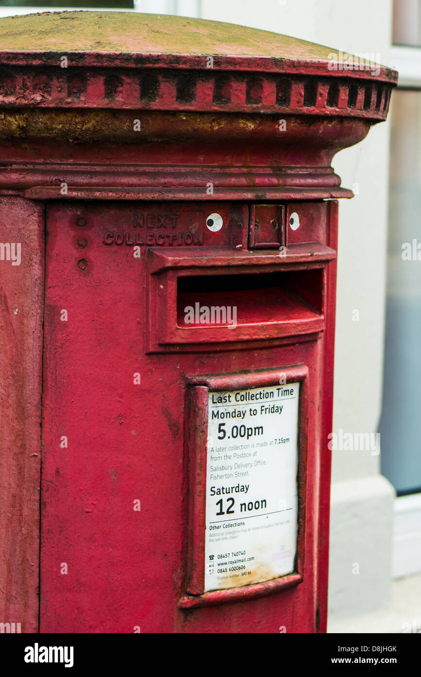 old unpainted Red post box. Salisbury England Stock Photo - Alamy