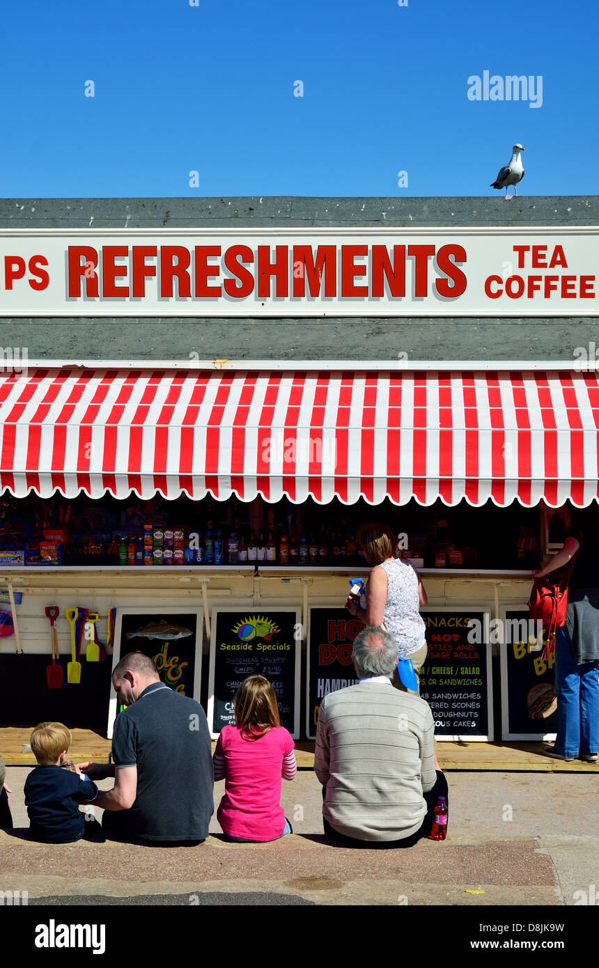 Beachfront Snack Shop at Paignton Devon in spring sunshine Stock Photo ...
