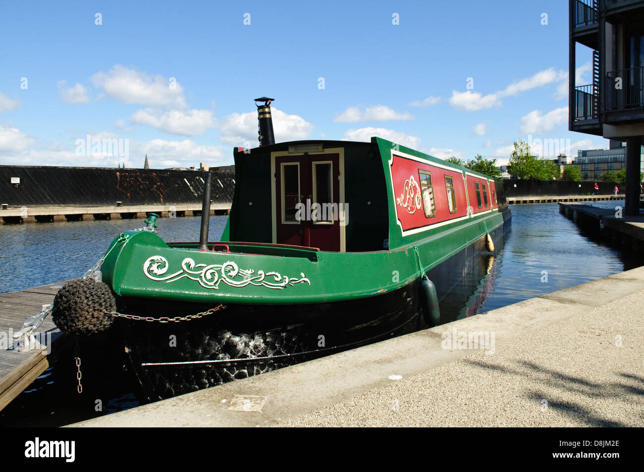 Barge on the Union Canal, at Leamington Wharf, Edinburgh, Scotland, UK ...