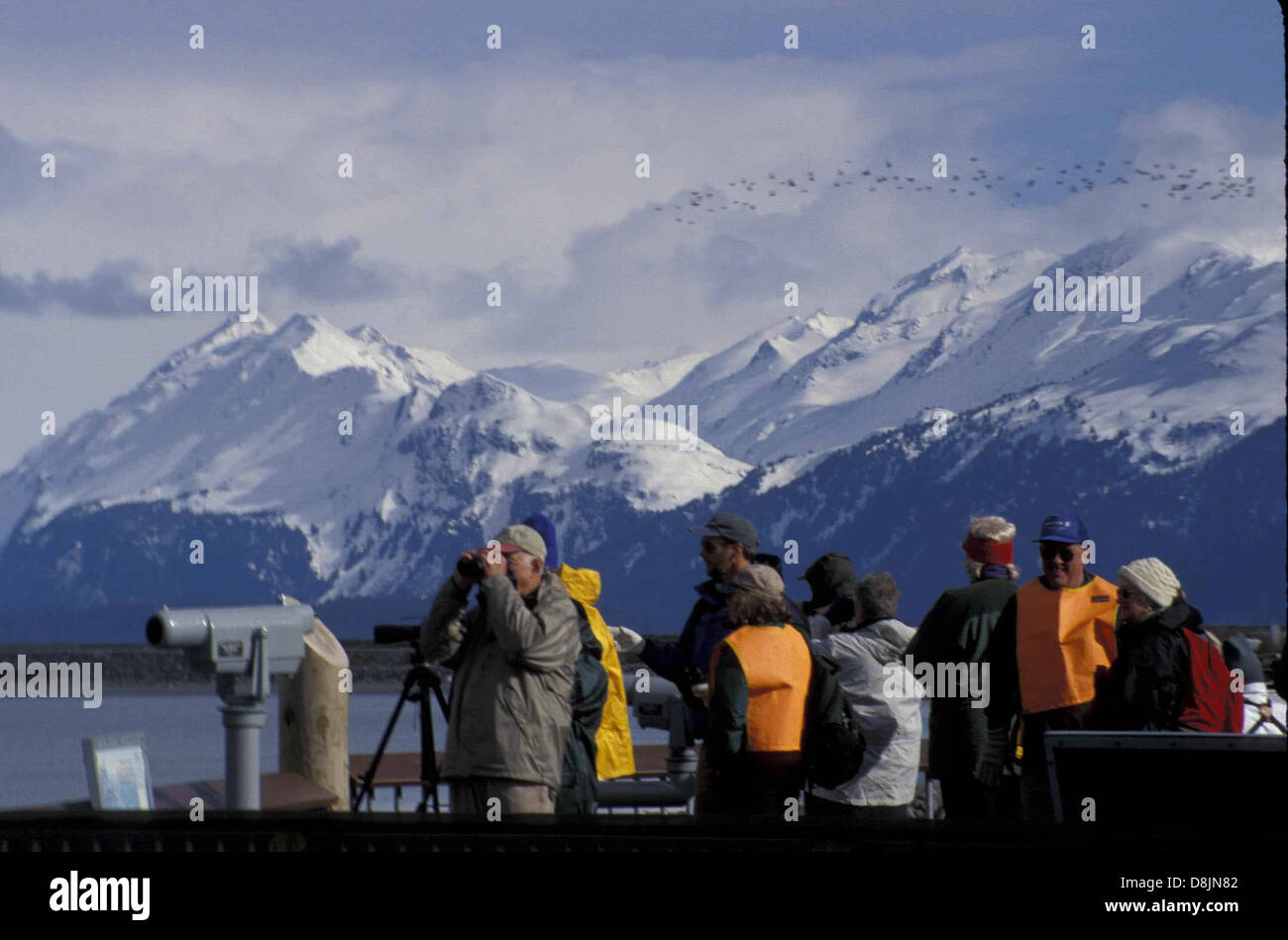 People at a viewing station Stock Photo - Alamy