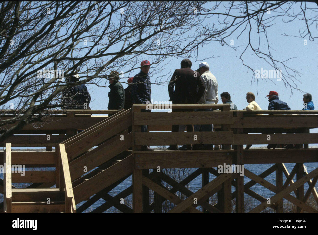 People on wooden platform Stock Photo - Alamy
