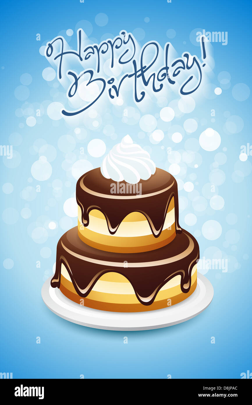 Happy Birthday Card with Cake Stock Photo - Alamy