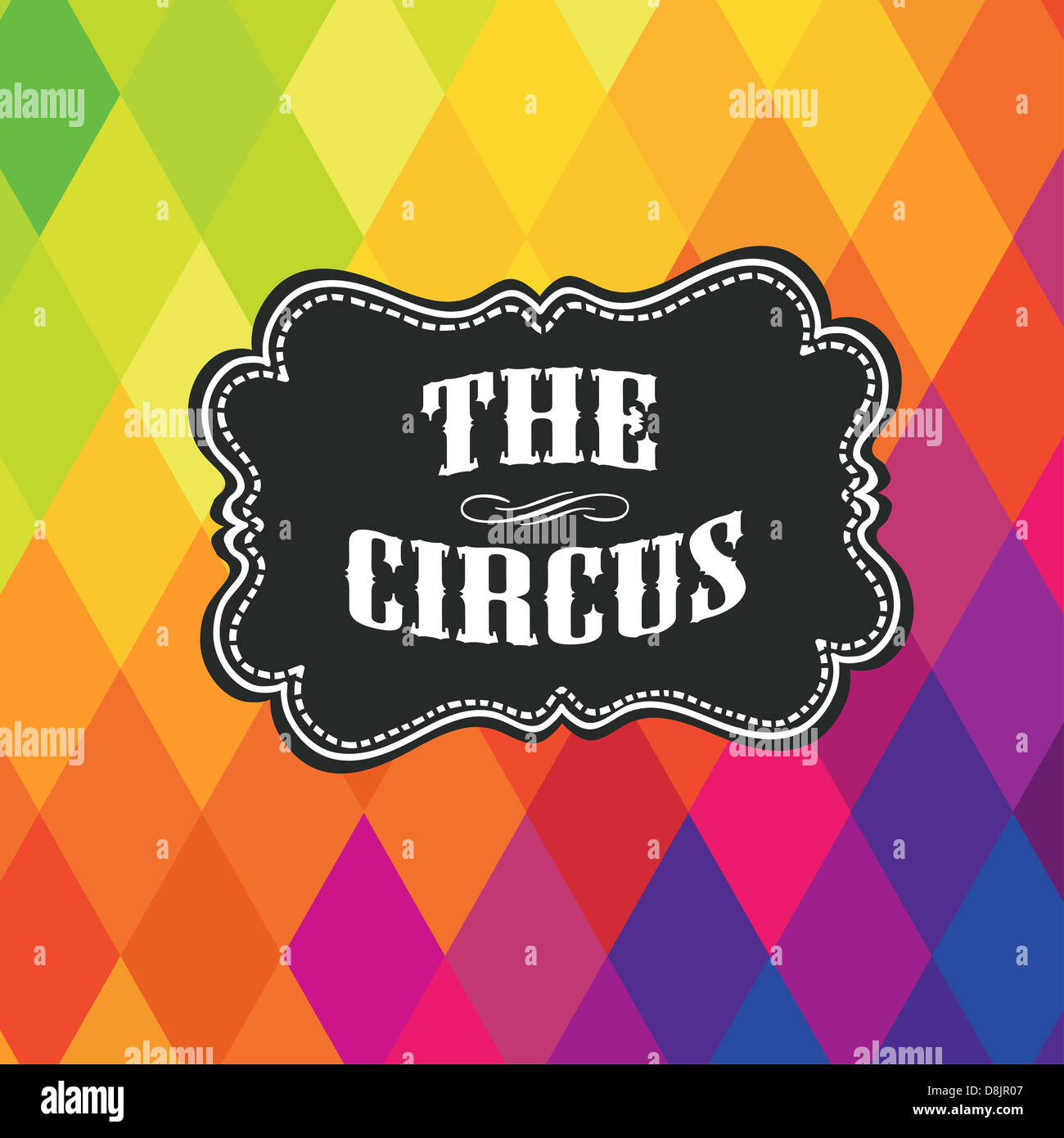 Circus label on colored rhombus background Stock Photo - Alamy