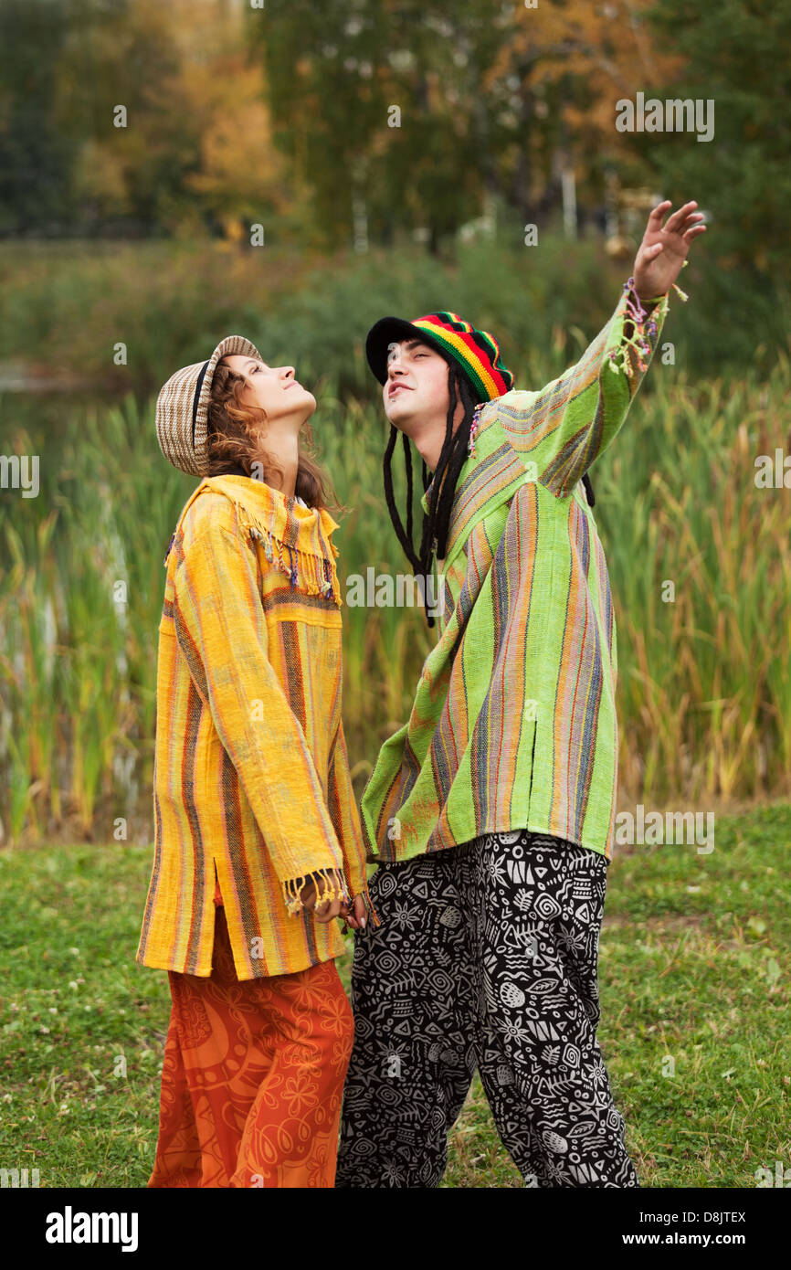 Young rastafarian people in autumn park Stock Photo - Alamy