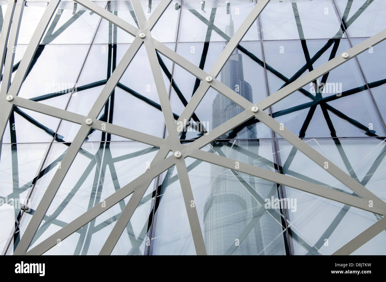 Reflection of the Burj Khalifa, Dubai, United Arab Emirates Stock Photo ...