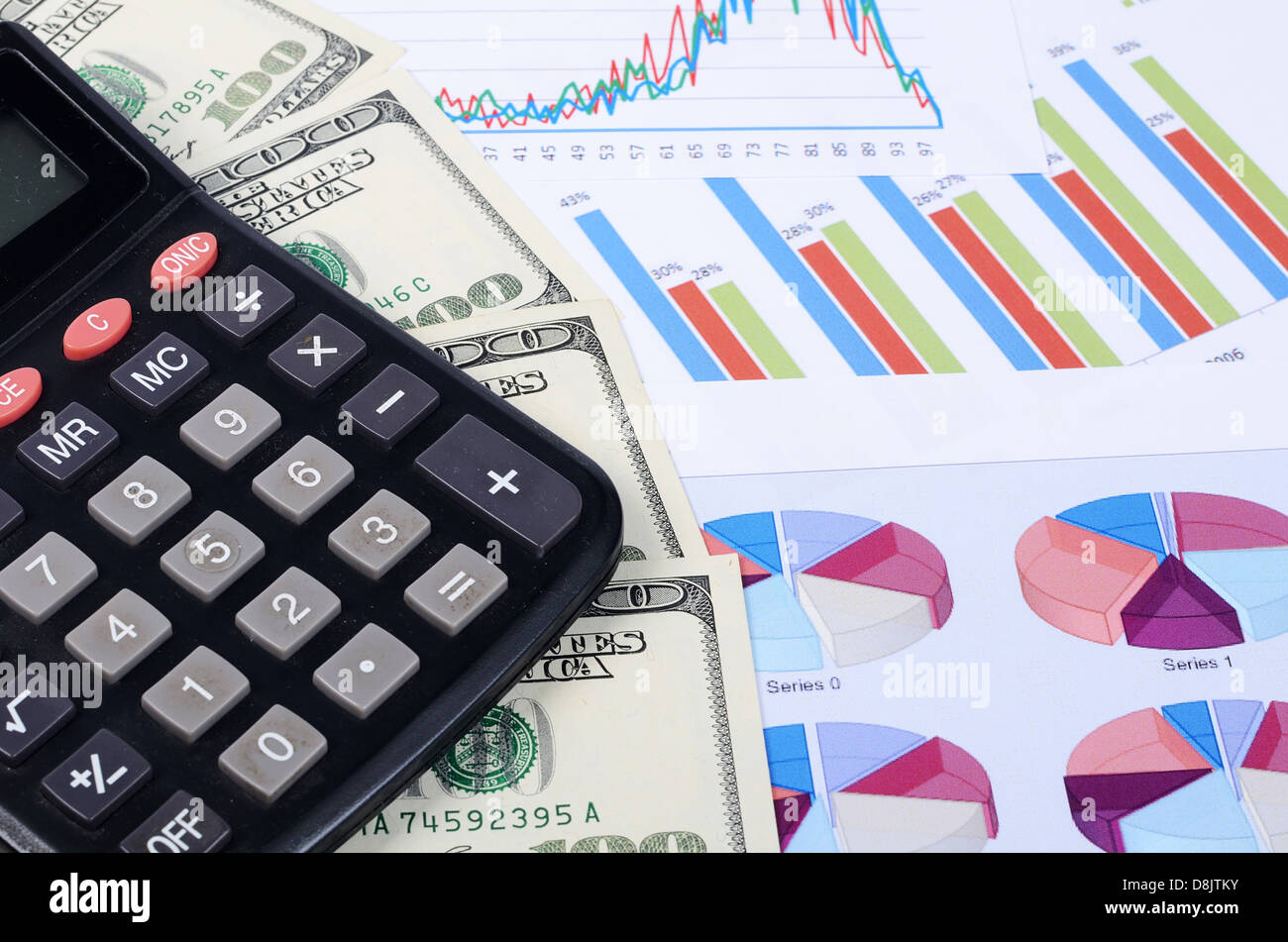 Banknotes of dollar with chart Stock Photo - Alamy