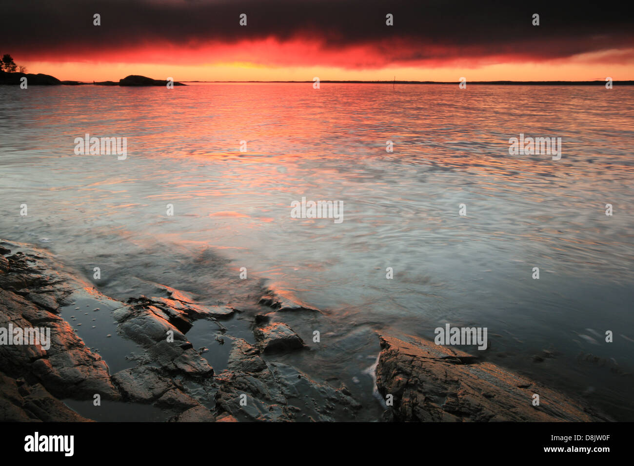 Evening at Evje in Larkollen, Oslofjorden, Rygge kommune, Østfold fylke ...