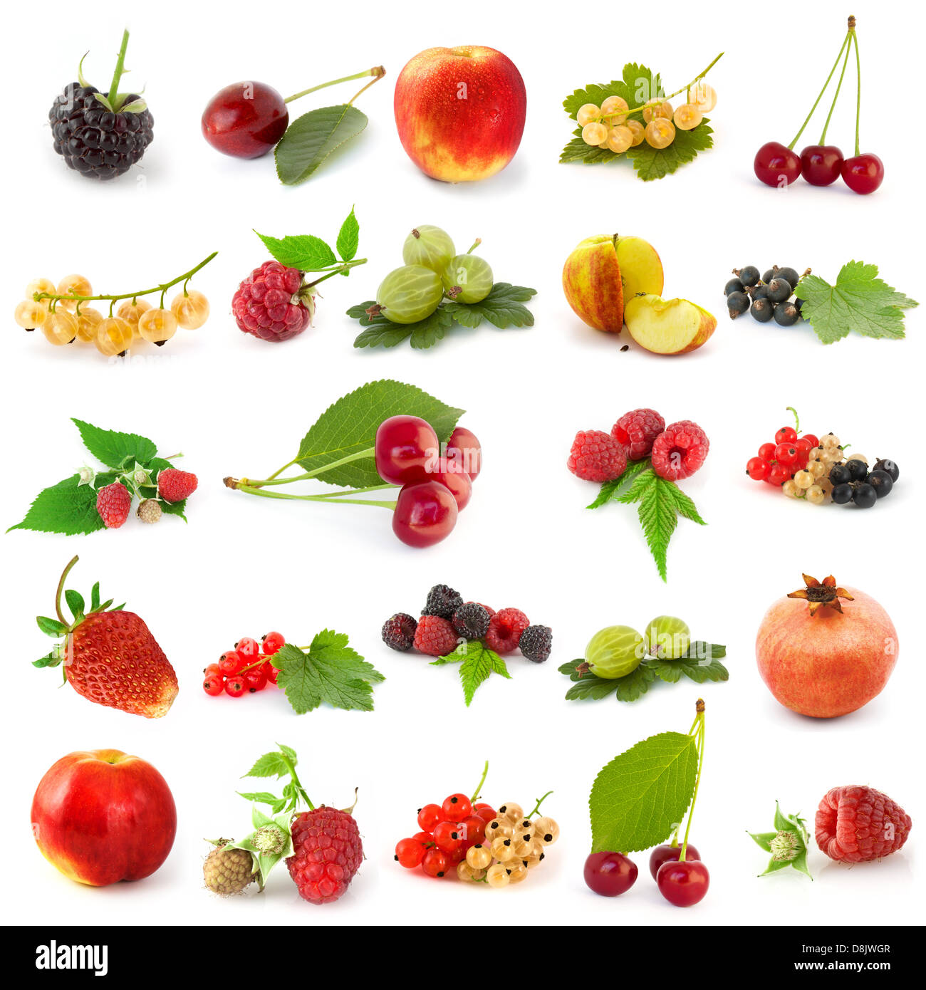 Set of fruits isolated on white background Stock Photo - Alamy