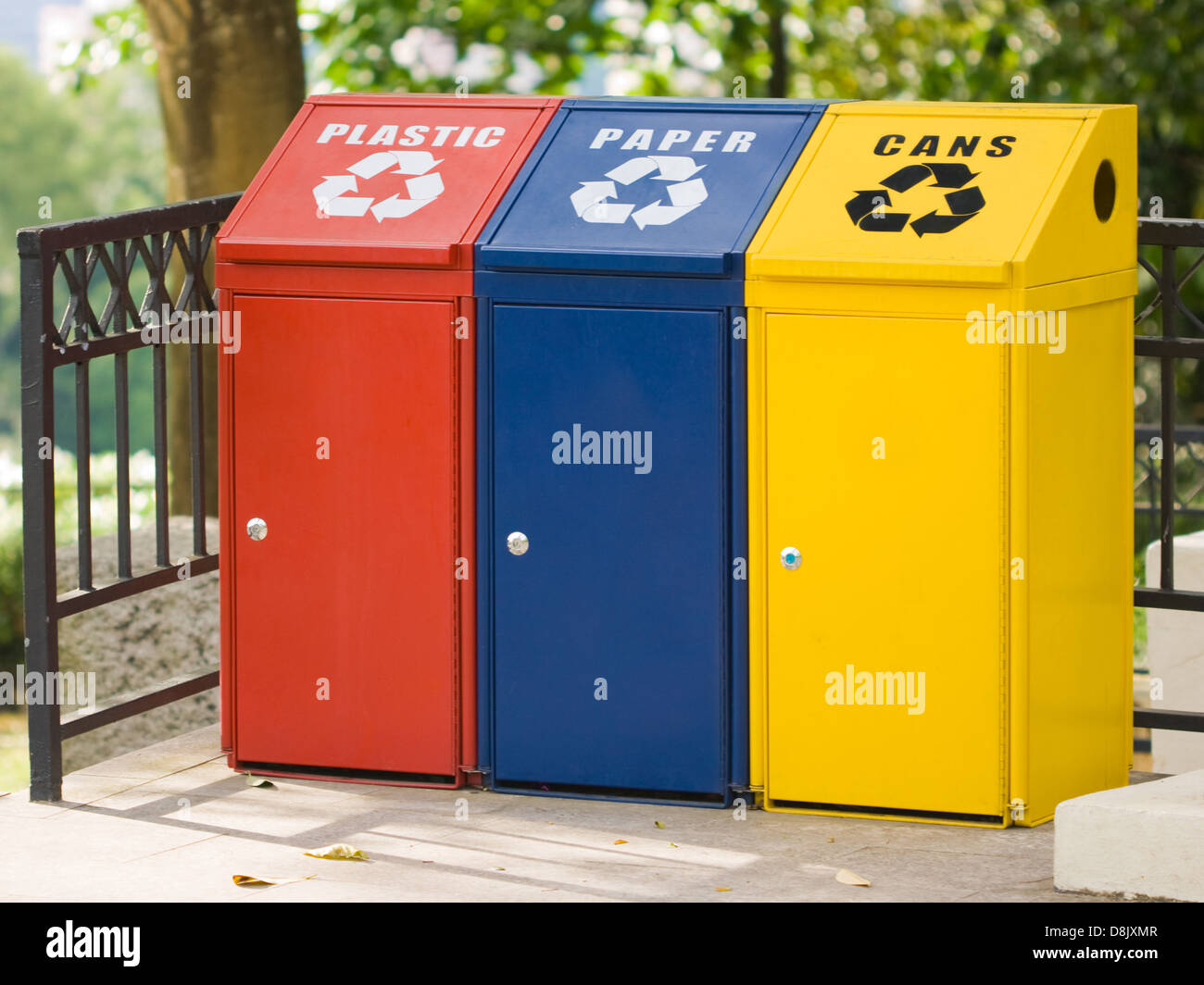 Three recycling bin Stock Photo - Alamy