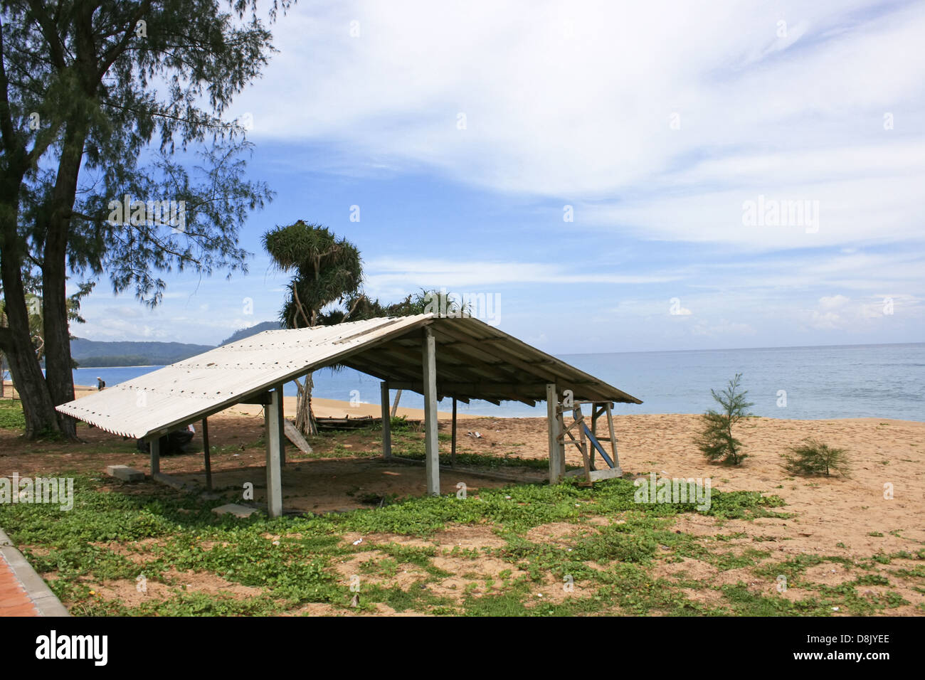 Canopy from the sun on the ocean beach Stock Photo - Alamy