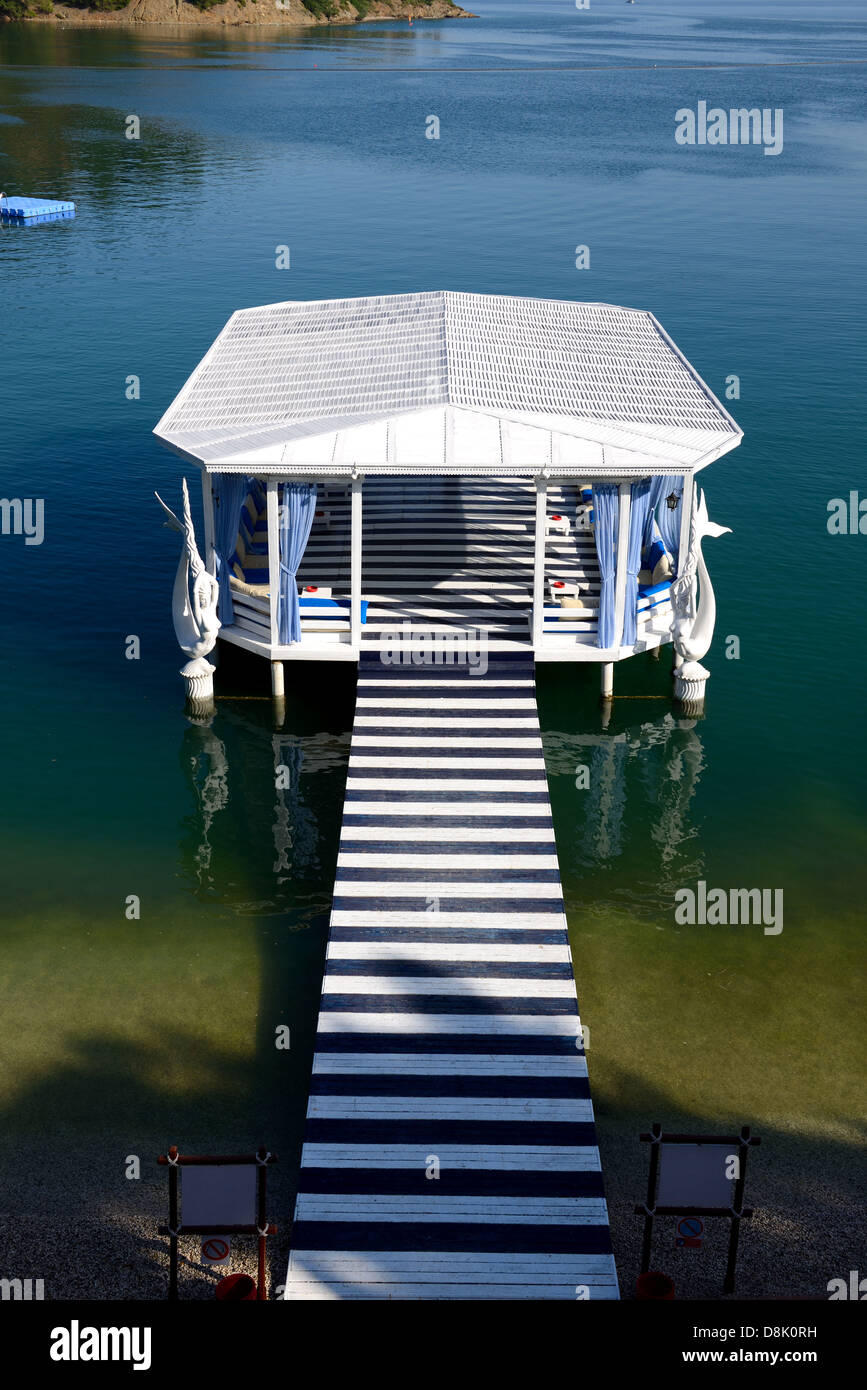 Relaxation building near beach on Mediterranean turkish resort, Fethiye ...