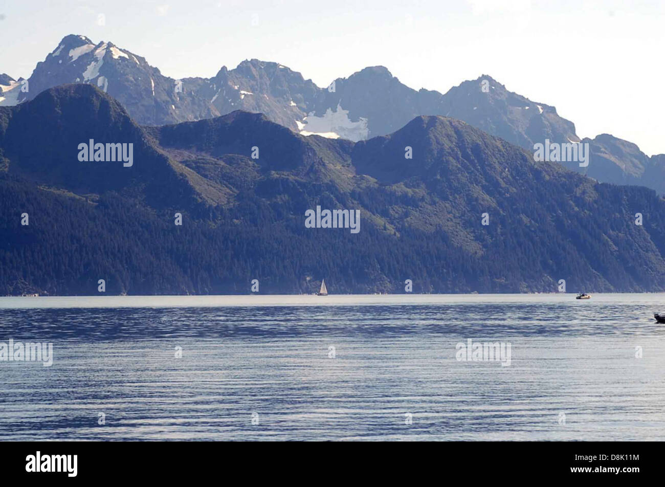 This image shows a scenic view of Resurrection Bay, located in Alaska ...