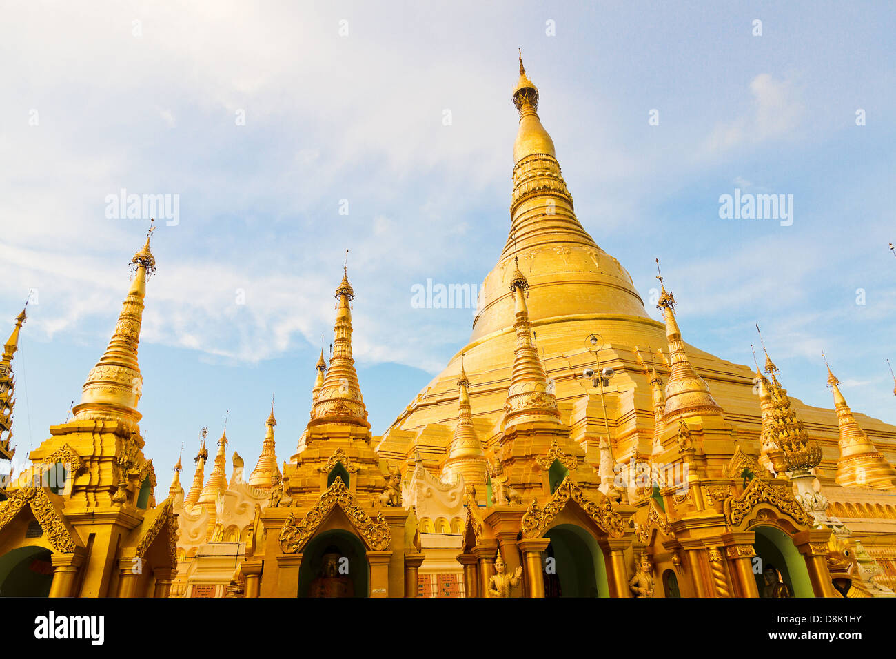 Golden Shwedagon temple the main buddhist stupa in Burma, Yangon Stock ...