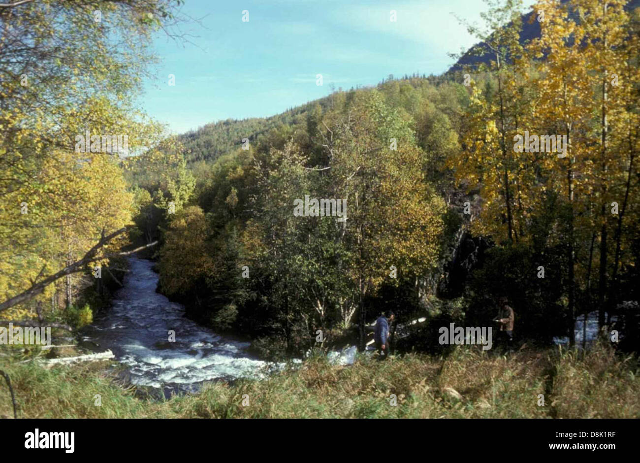 The Russian River flowing below a waterfall, with water cascading over ...